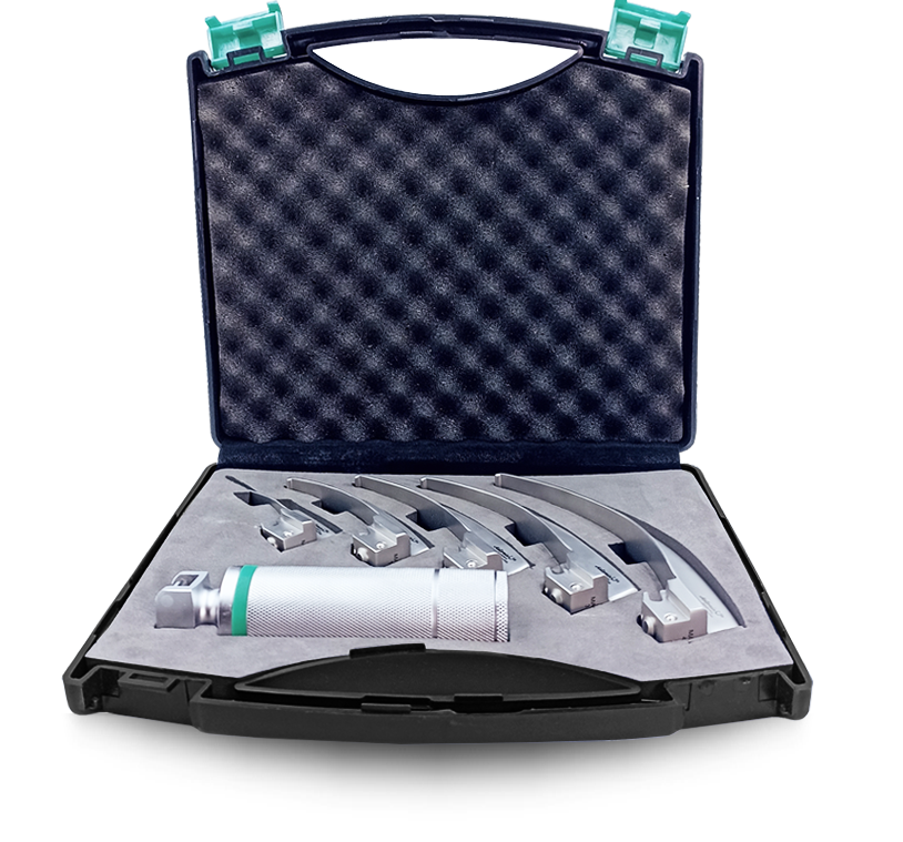 Set Laringoscopio Macintosh 5 Hojas Curvas Fibra Optica Integrada con ...