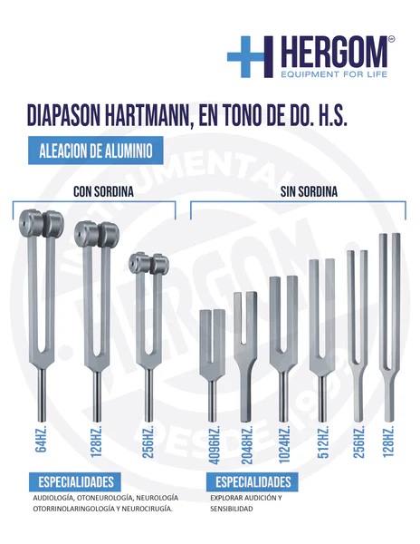 Diapasón Médico con Sordina Hergom Silvery | Acero inoxidable en LALEO